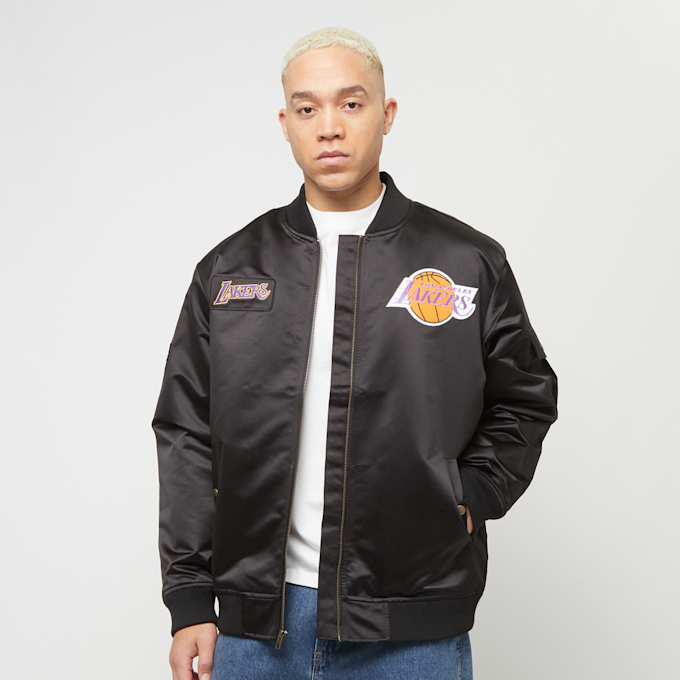 Shop Mitchell & Ness NBA Los Angeles Lakers Team Leader Satin Bomber ...
