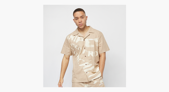 SNIPES Small Bold Logo Spray Wave Resort Shirt beige (SM222-014-1)