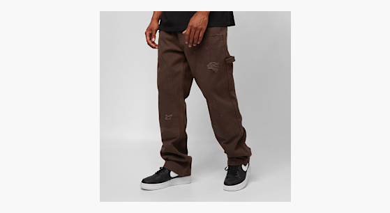 SNIPES Washed Colored Denim Carpenter Pants smeđa (SM223-006-1)
