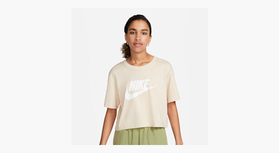 Shop Nike Sportswear Essential Cropped T-Shirt beige | SNIPES