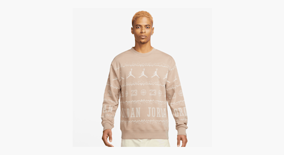 Jordan Essentials Holiday Fleece Crew bež | FD7463-200 | SNIPES