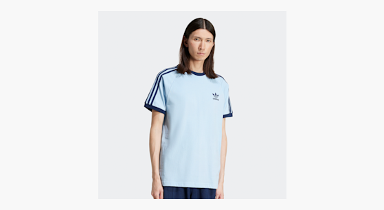 Shop adidas Originals 3-strepen T-shirt blauw | SNIPES
