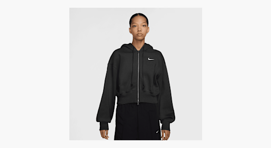 Compra Nike Sportswear Phoenix Fleece Loose Crop Full-Zip Hoodie preto | SNIPES