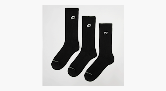 New Balance 3 PACK - NB BLACK PATCH LOGO CREW - black noir | LAS50203 ...
