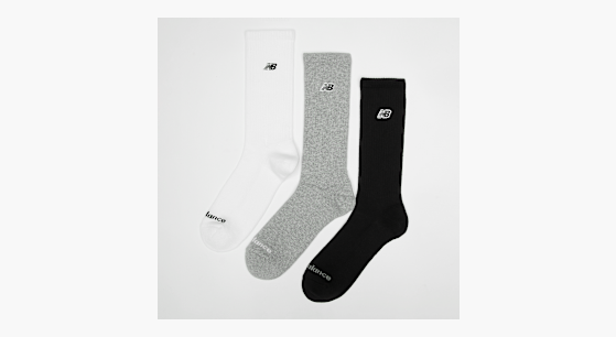 New Balance 3 PACK - NB BLACK PATCH LOGO CREW - white multicolore ...