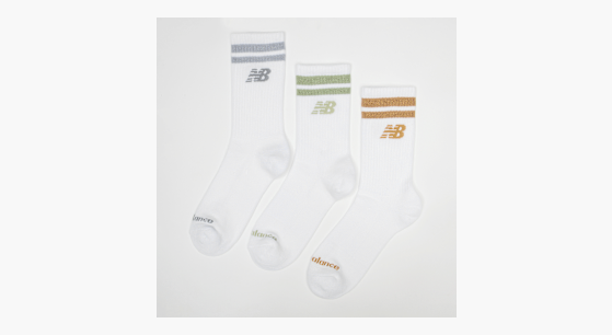 New Balance 3 PACK - EVERYDAY STRIPE MIDCALF - white branco (LAS50313-WT)