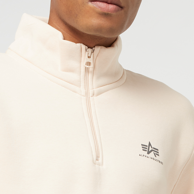 Alpha Industries Half Zip Sweater Small Logo biały | 108308-578 | SNIPES