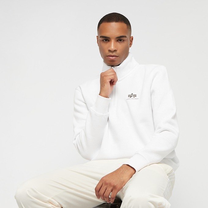 Alpha Industries Half Zip Sweater Small Logo biały | 108308-09 | SNIPES