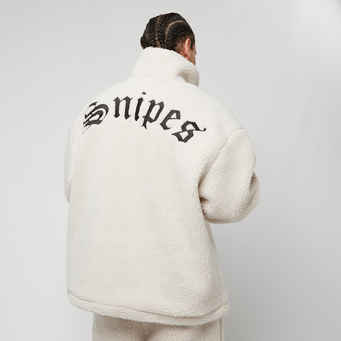 SNIPES Large Old English Logo Oversized Sherpa Troyer beige | SM224-012 ...