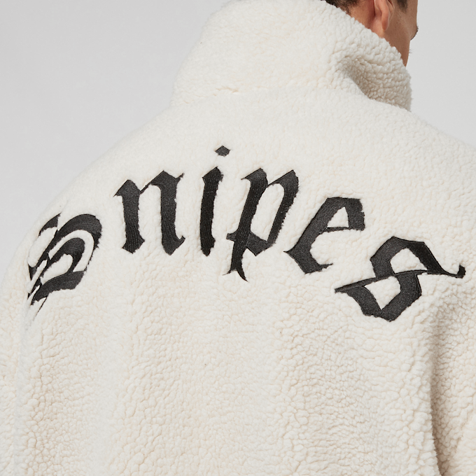 SNIPES Large Old English Logo Oversized Sherpa Troyer beige | SM224-012 ...